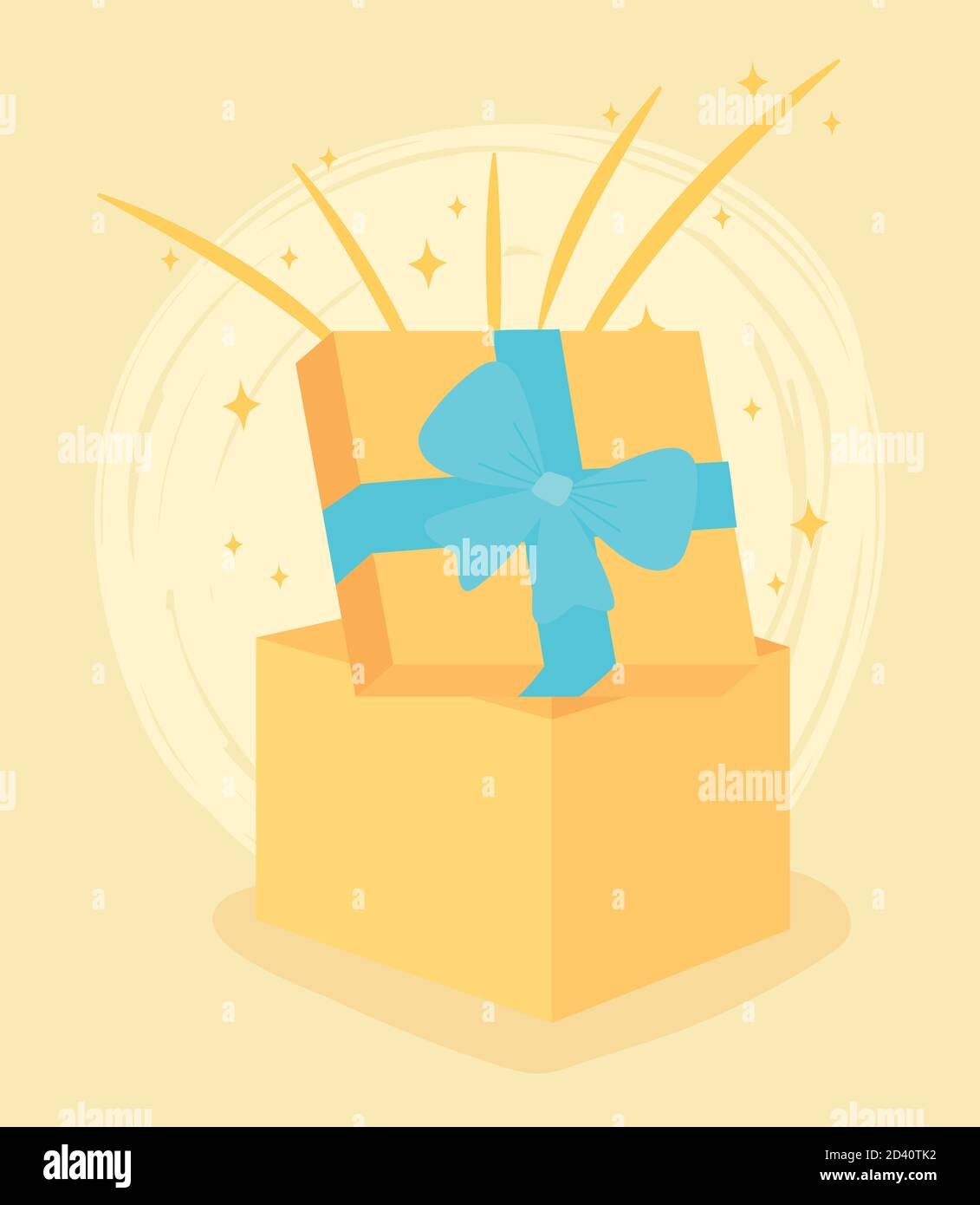 yellow gift box open surprise celebration party vector illustration ...