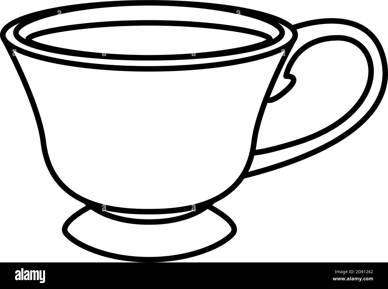 Tea cup line style icon design, Time drink breakfast and beverage theme ...