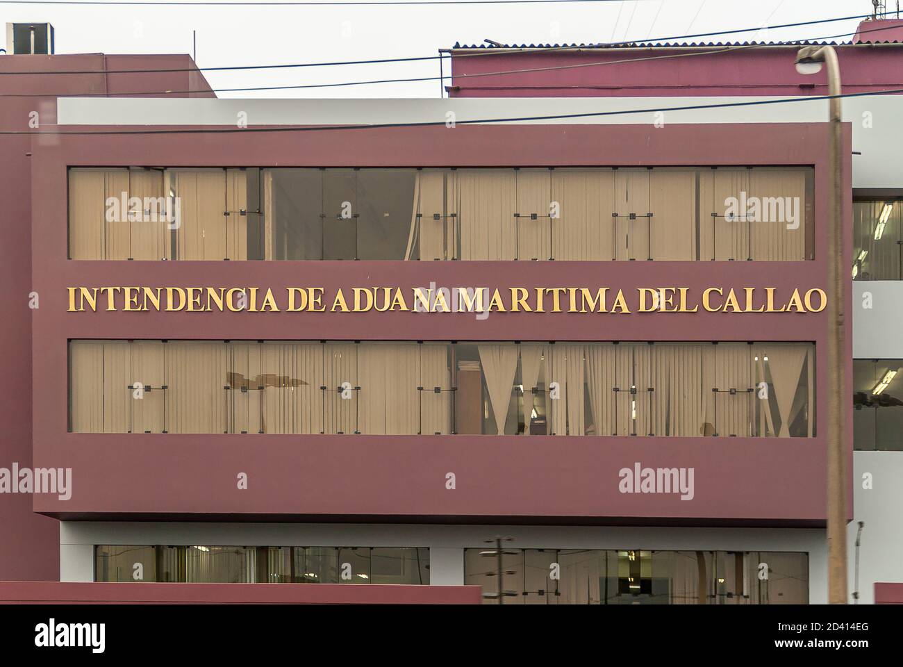 Lima, Peru - December 4, 2008: Closeup of facade of customs office in ...