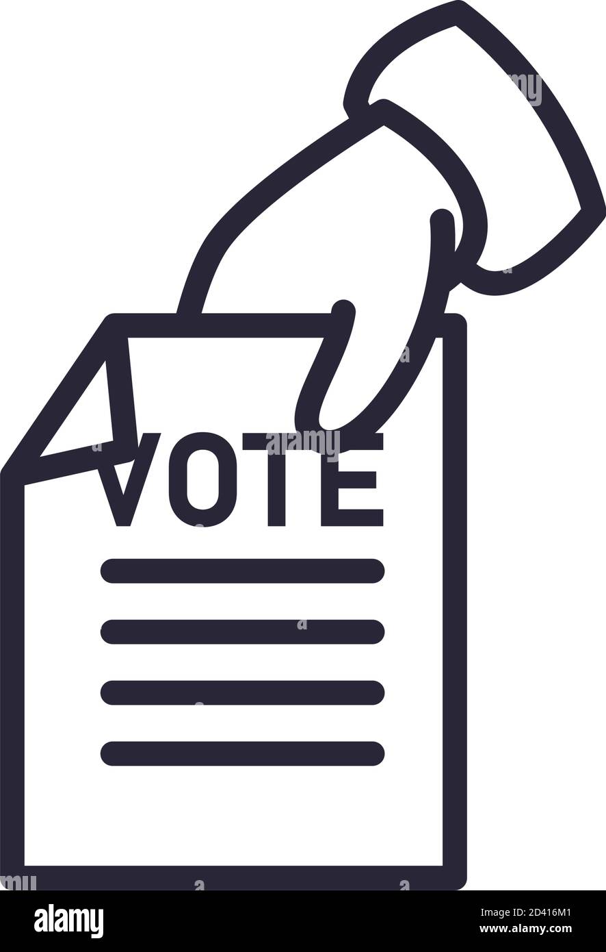 hand holding vote paper line style icon design, President election ...