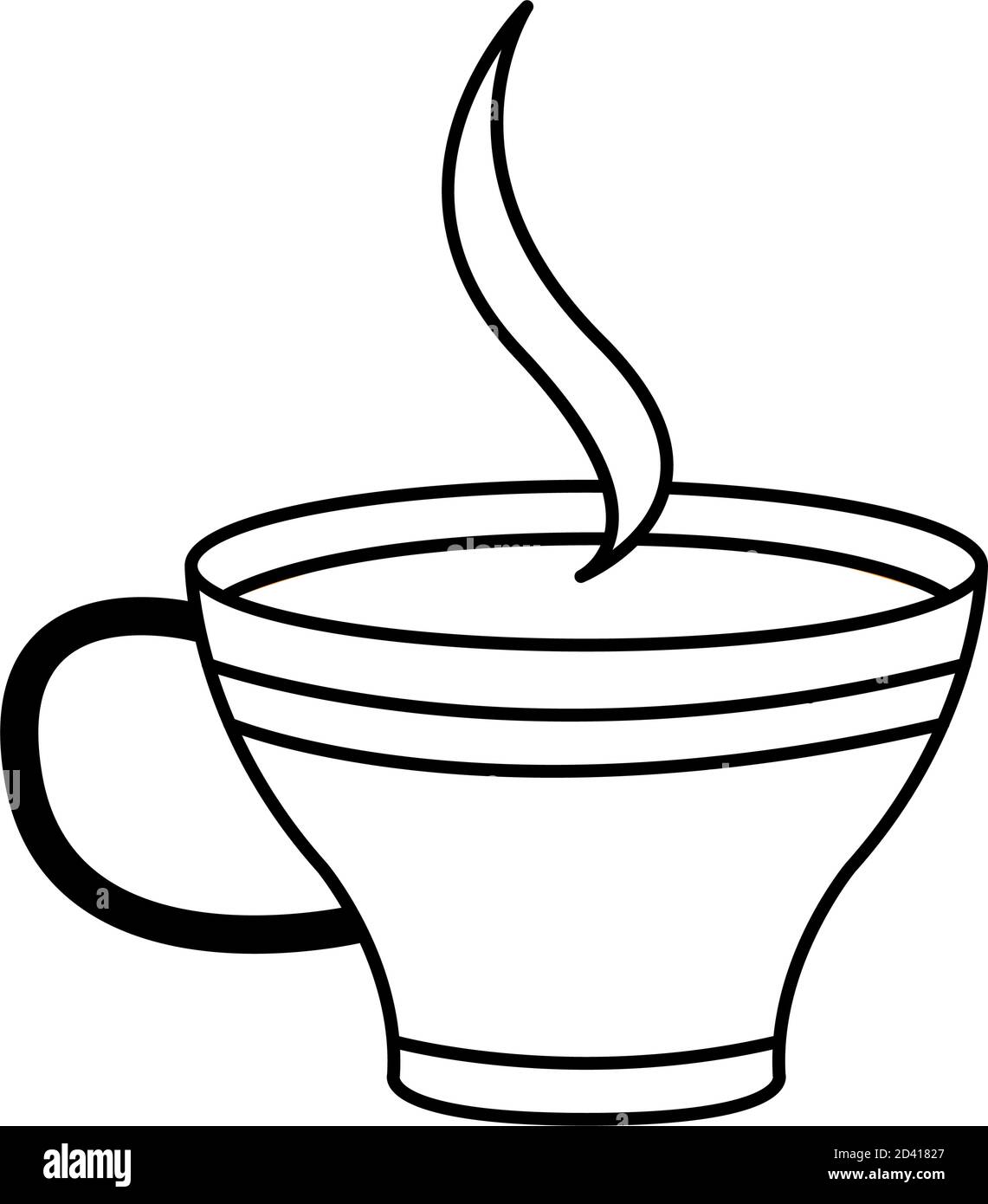 Tea cup with smoke line style icon design, Time drink breakfast and ...