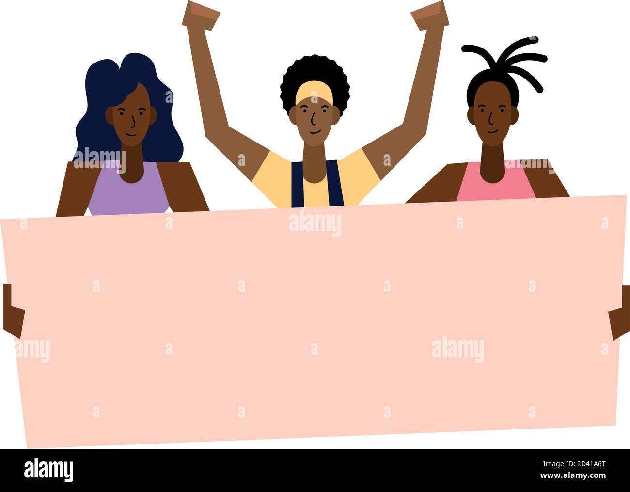 Black lives matter women and man with banner design of Protest justice ...