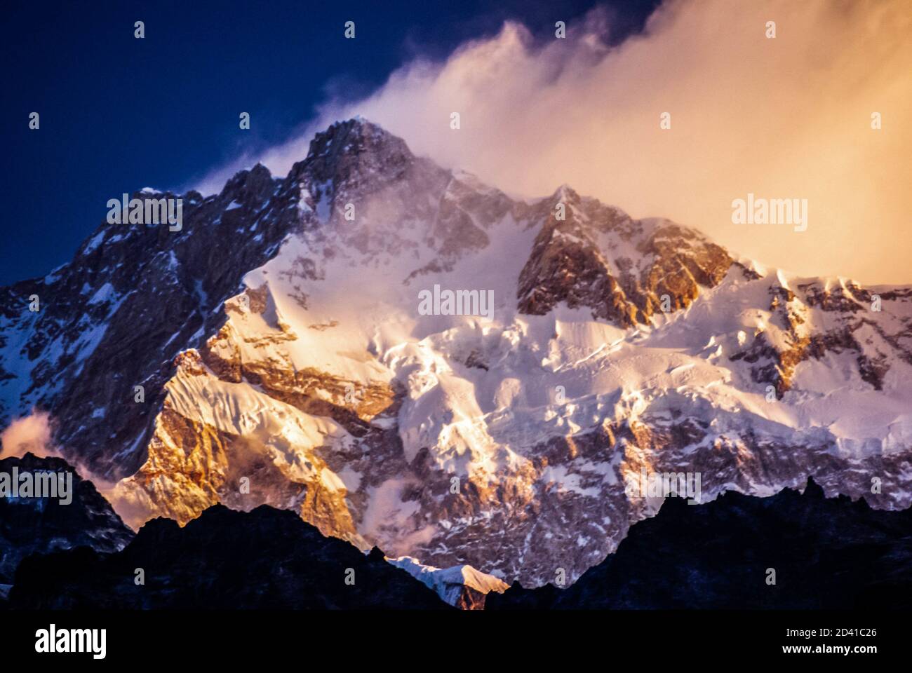 Stunning shot of the Kanchenjunga mountain located in the Himalayas ...