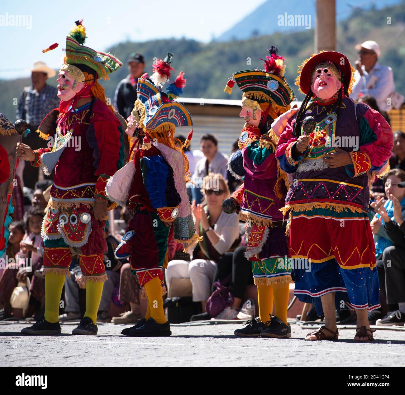 Mayans (Mayas) dressed as conquistadors at a Mayan theatrical ...
