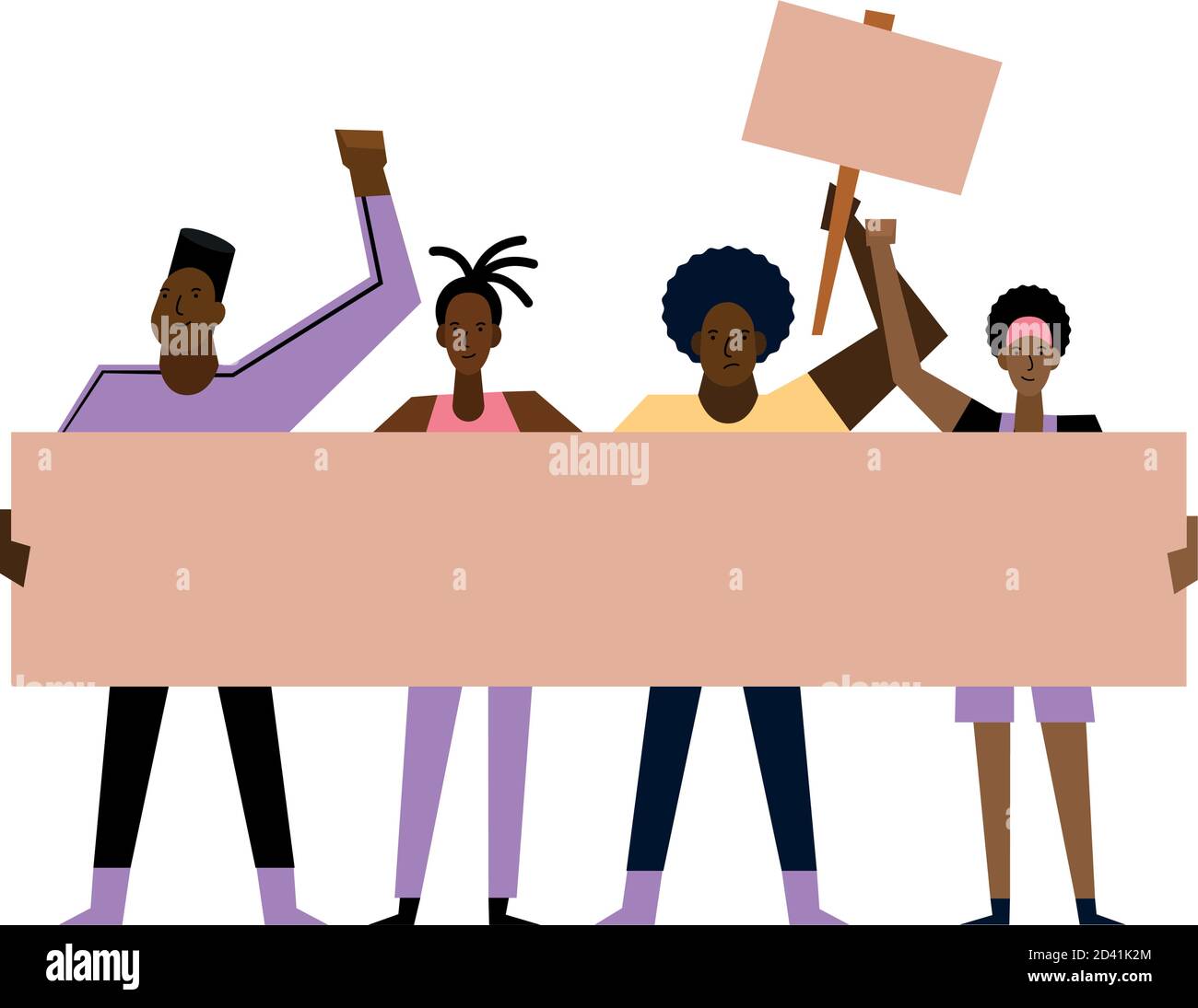 Black lives matter women and men with banners design of Protest justice ...