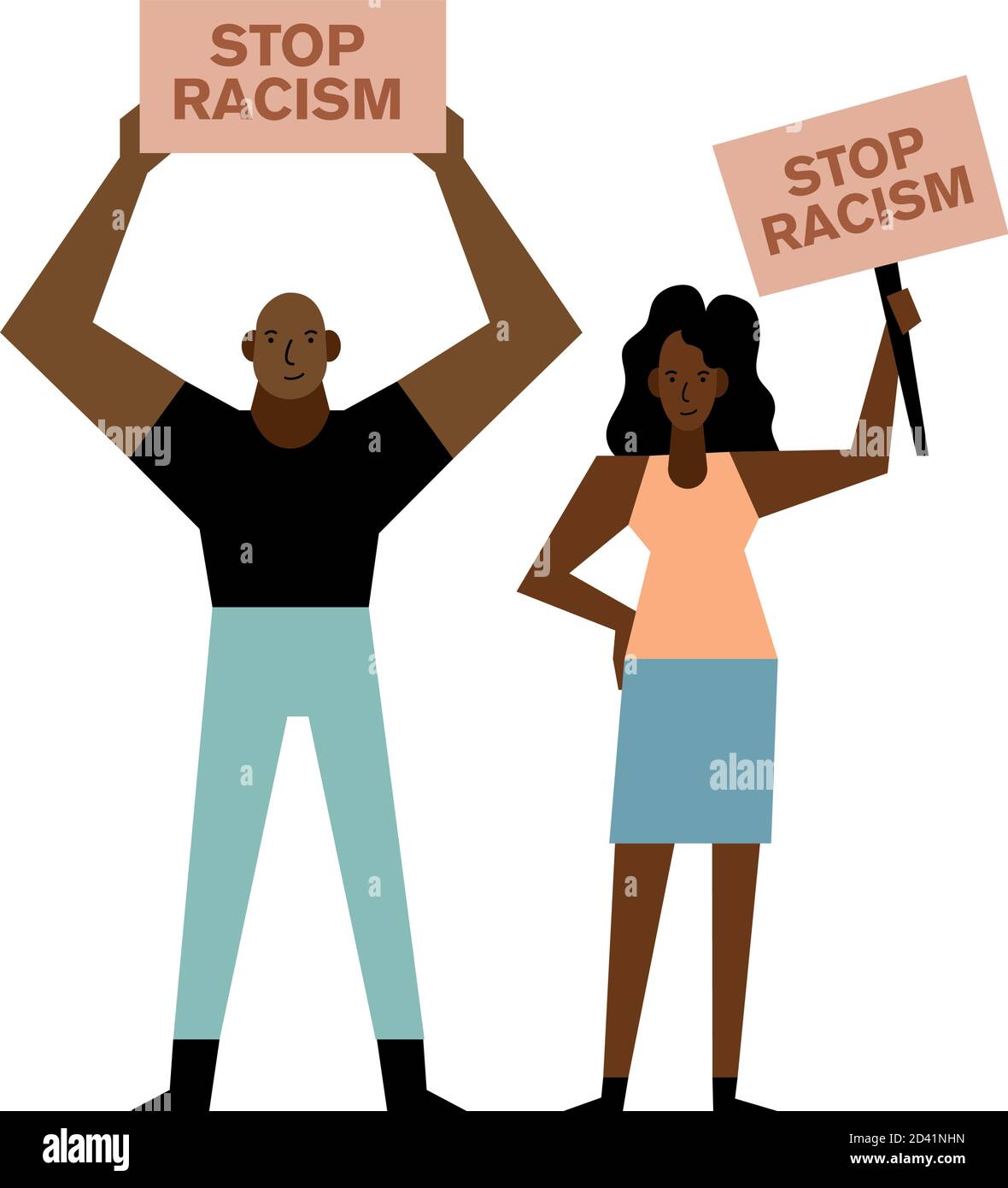 Black lives matter woman and man with banners design of Protest justice ...
