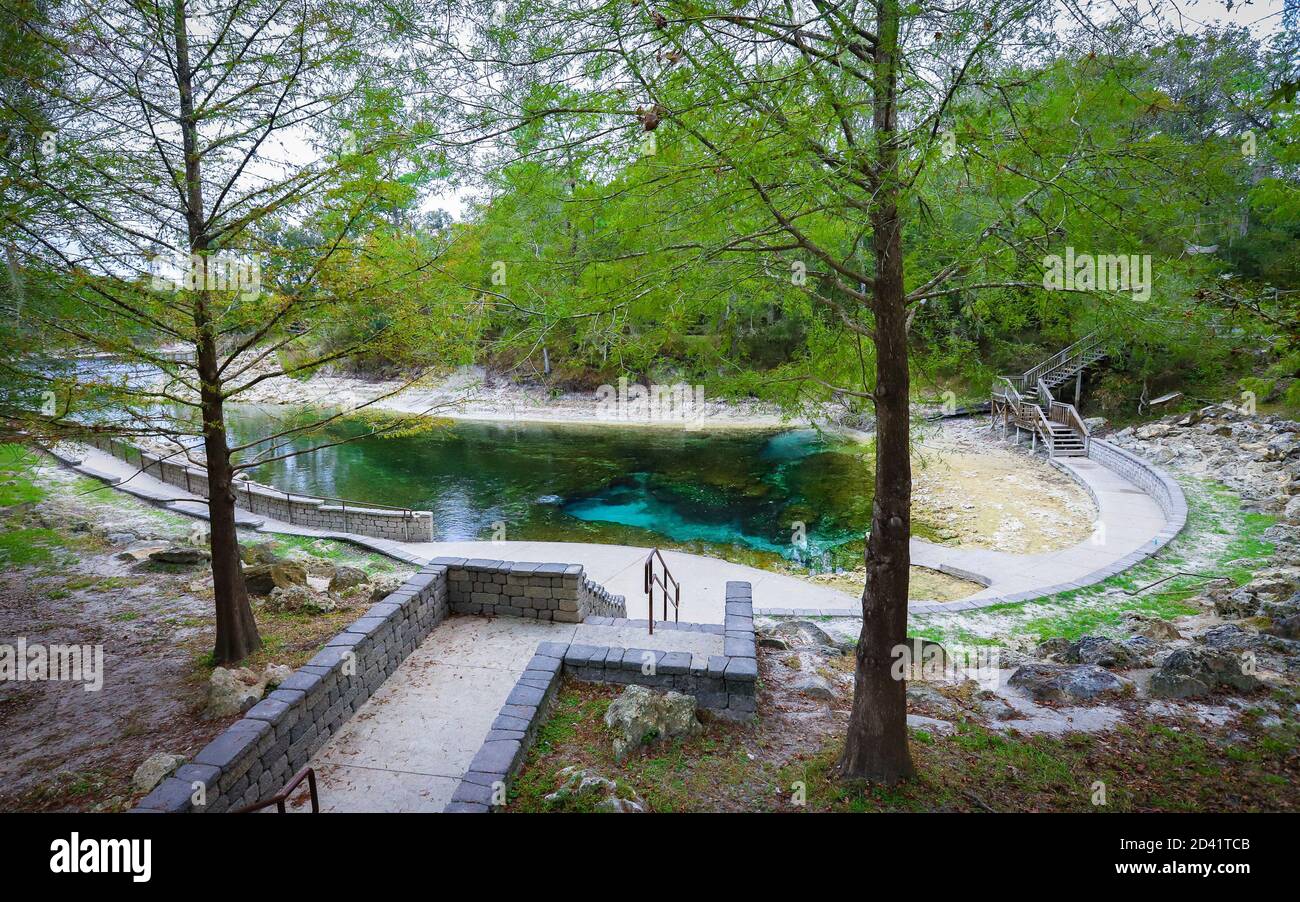 BRANFORD, FLORIDA, UNITED STATES - Oct 20, 2018: A walkway and stairs ...
