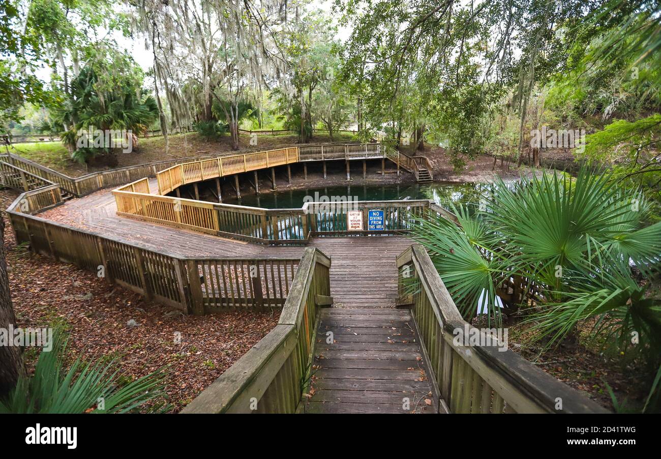 BRANFORD, FLORIDA, UNITED STATES - Oct 20, 2018: Stairs descend to ...