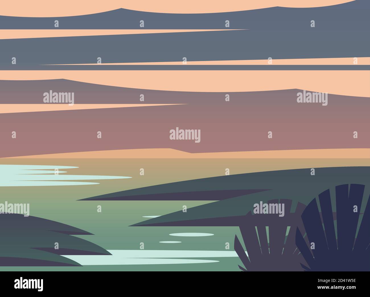 Landscape of river and leaves design, nature and outdoor theme Vector ...