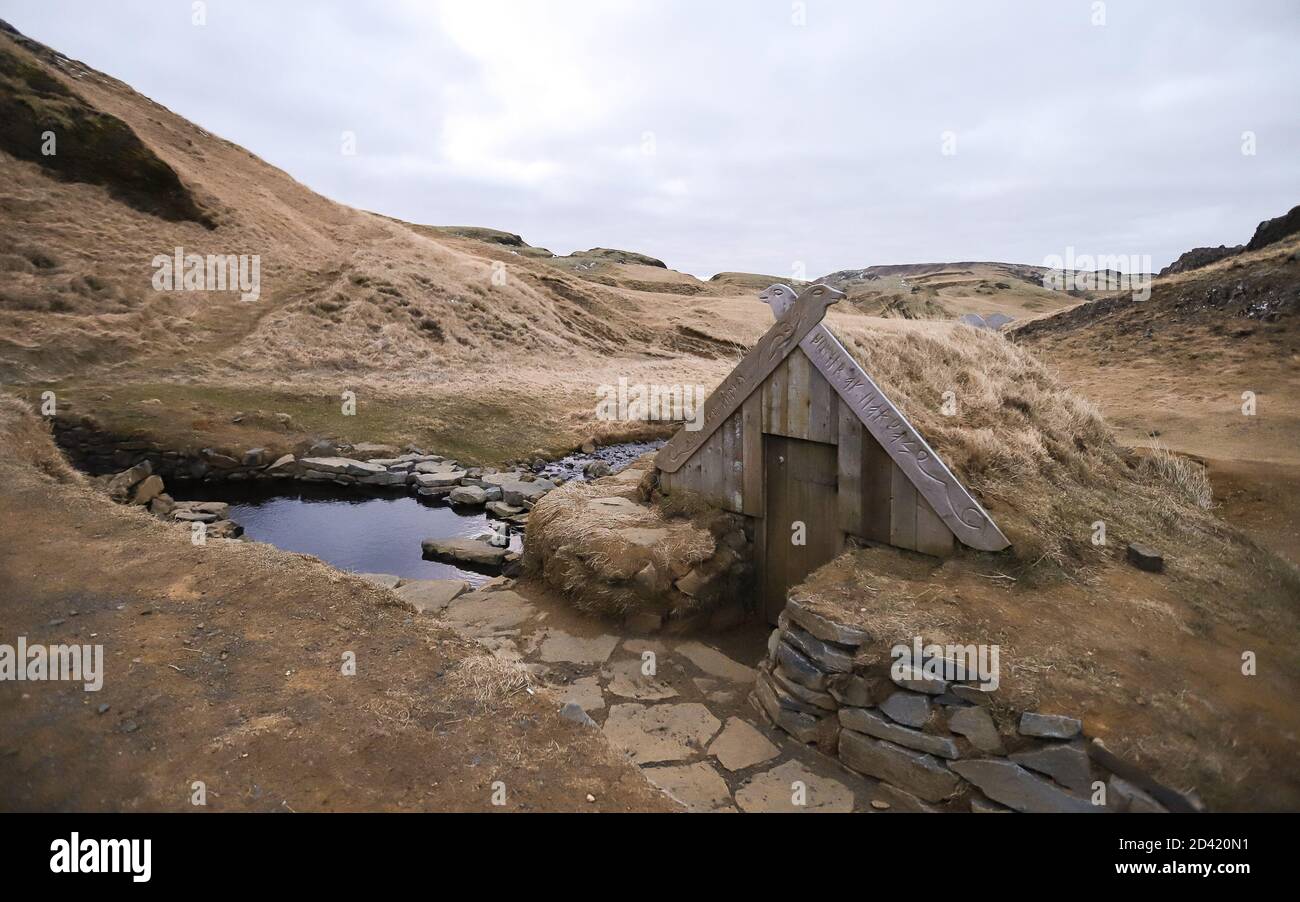 HRUNALAUG HOT SPRINGS, ICELAND - Dec 10, 2018: Hrunalaug, or Hruni Hot ...