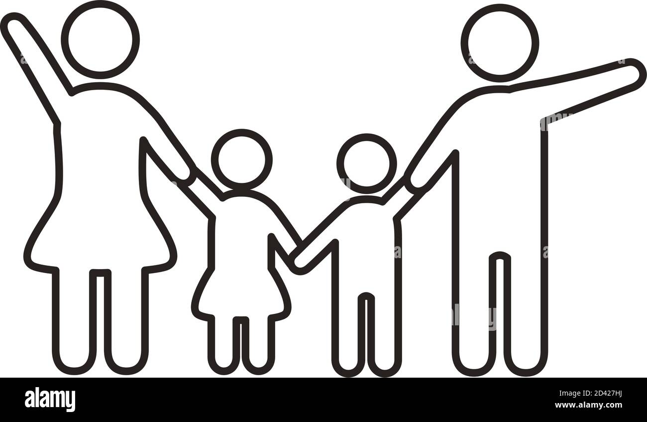 parents couple and children figures line style icon vector illustration ...