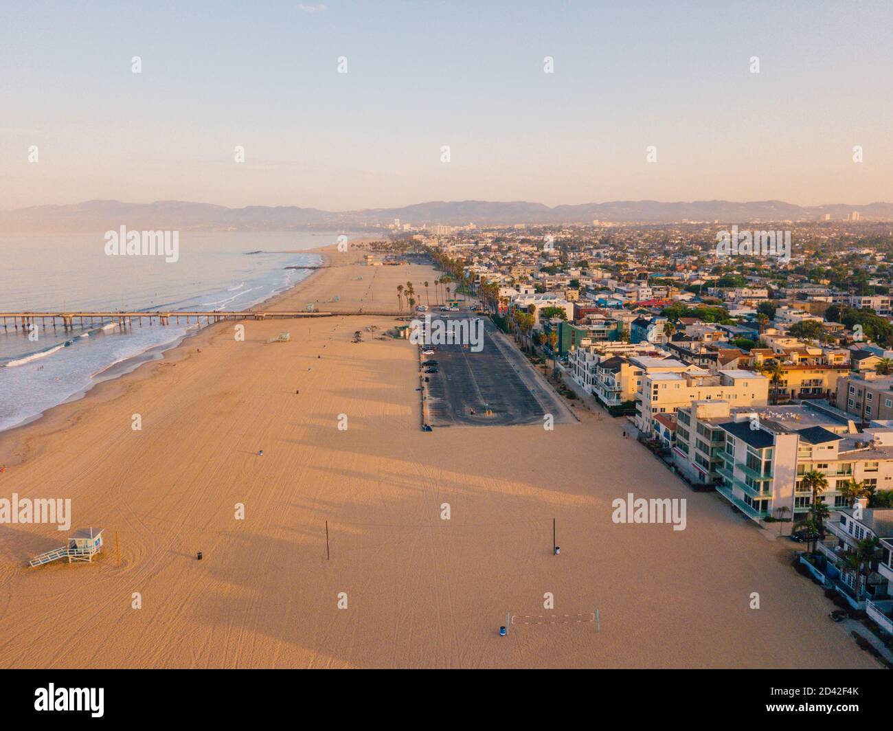 Venice Beach Pier surrounded by the sea and beach under the sunlight in ...