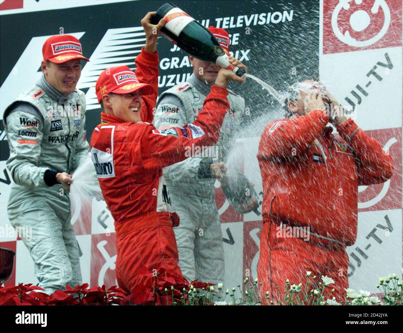 Race car drivers spraying champagne hi-res stock photography and images ...