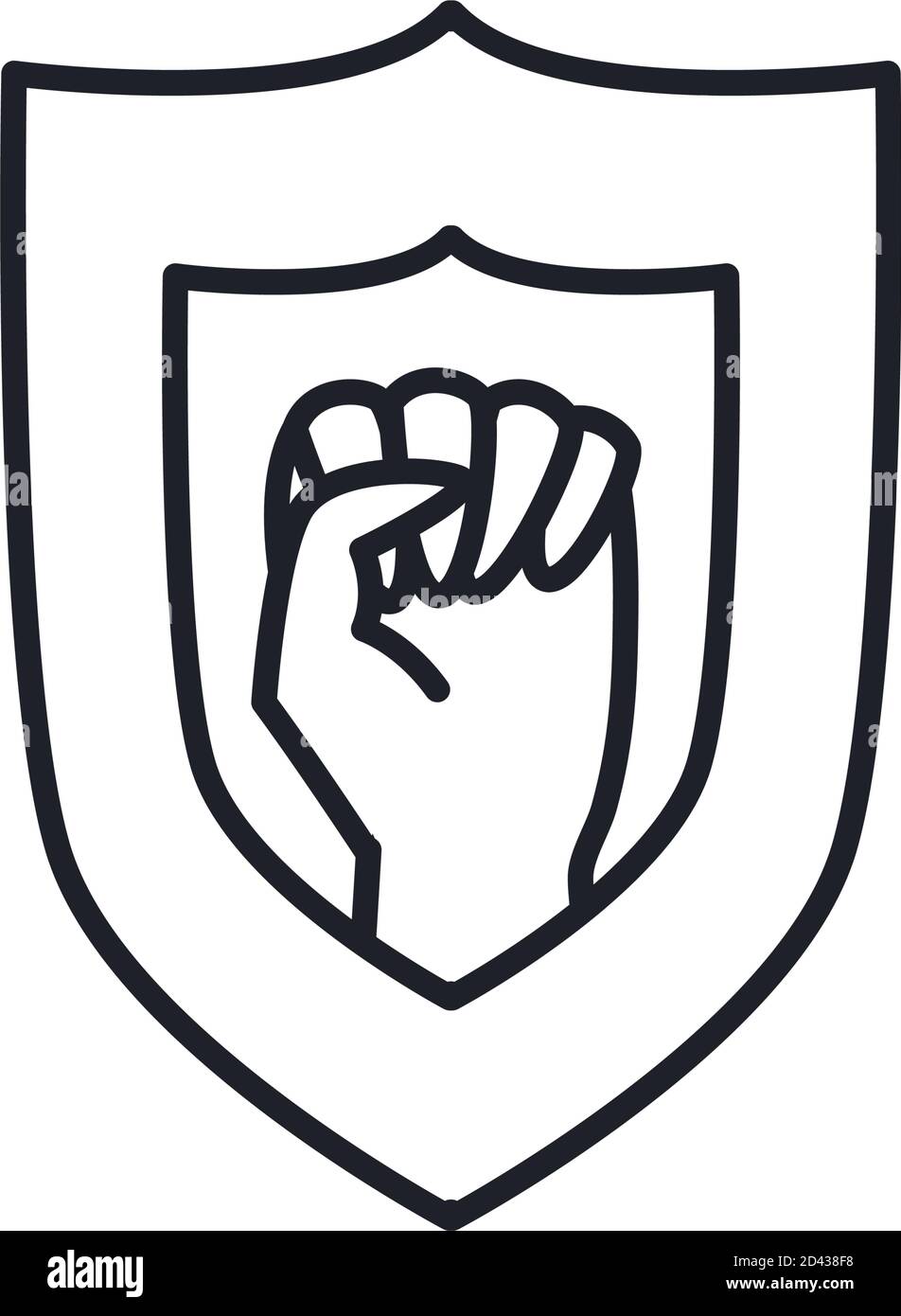 fist hand up in shield line style icon design, law justice legal and ...