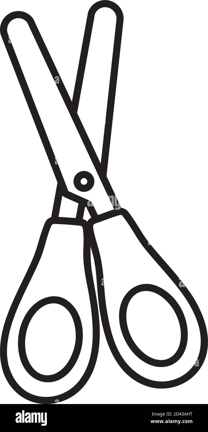 school scissors icon over white background, line style, vector ...