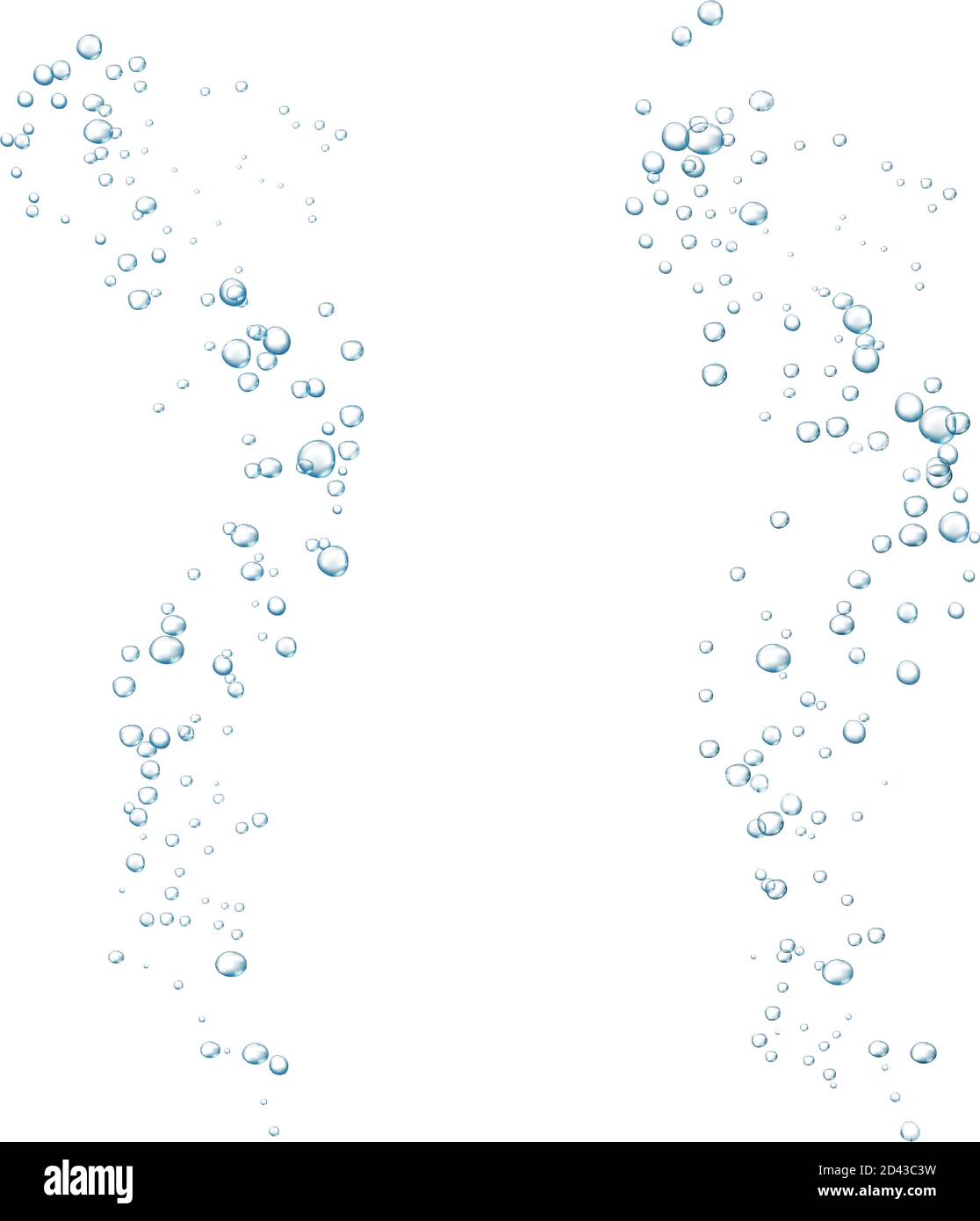 Blue fizzy bubbles. Sparkles underwater stream in water, sea, aquarium ...