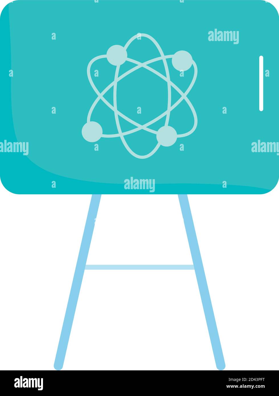 presentation board with atom icon over white background, flat style ...