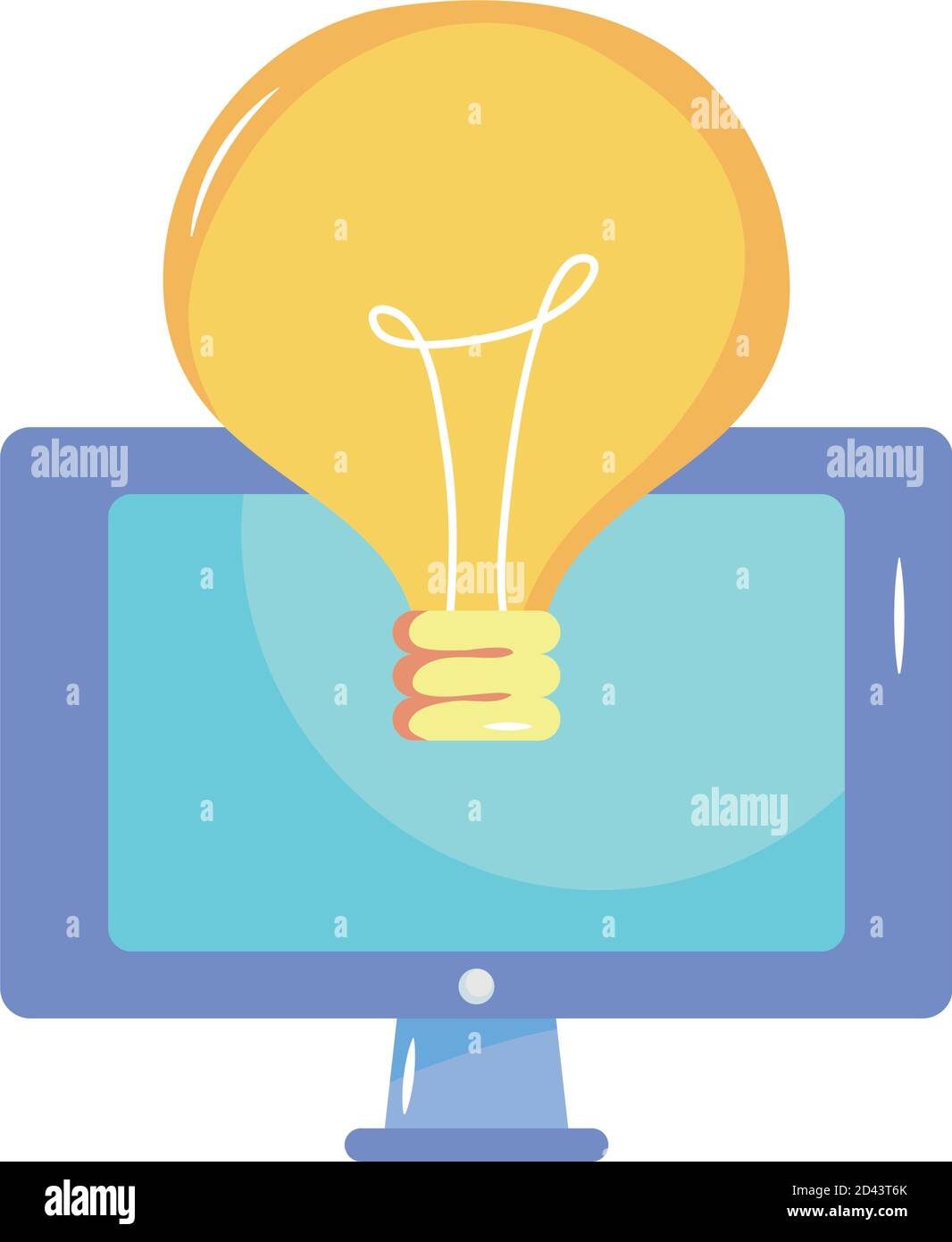computer and bulb light icon over white background, flat style, vector ...