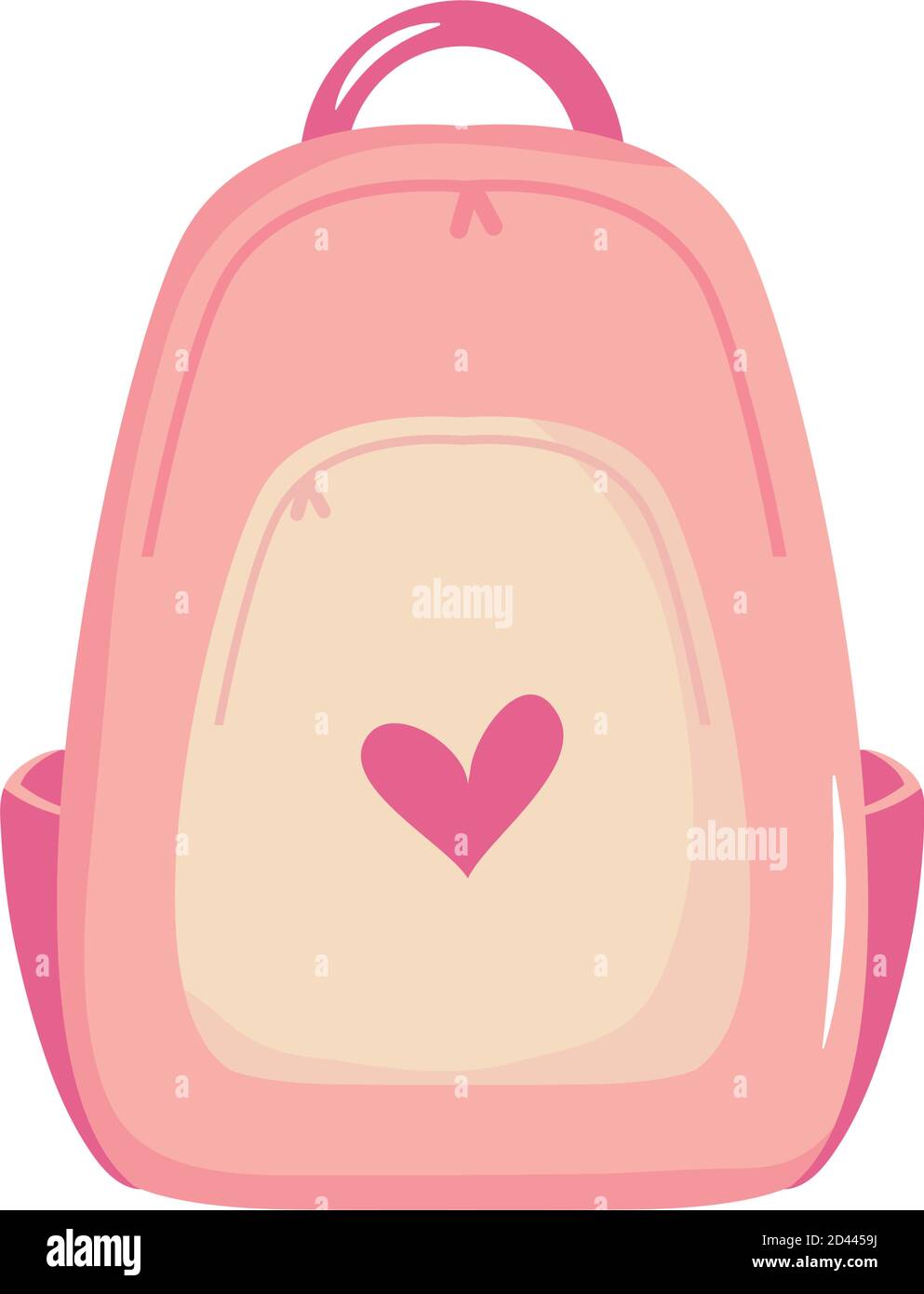 school backpack with heart design over white background, flat style ...