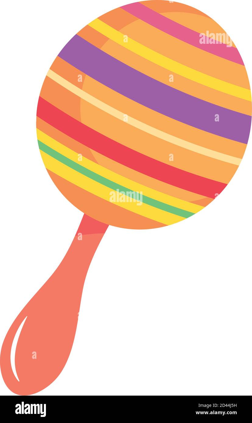 colorful maraca icon over white background, flat style, vector ...