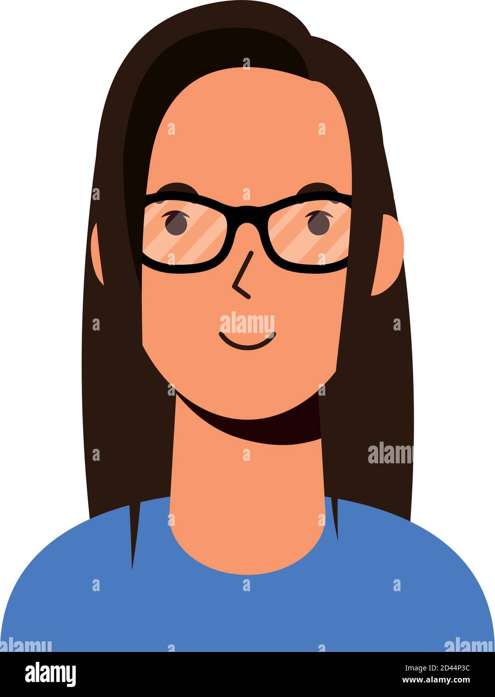 young woman female wearing eyeglasses character vector flat style ...
