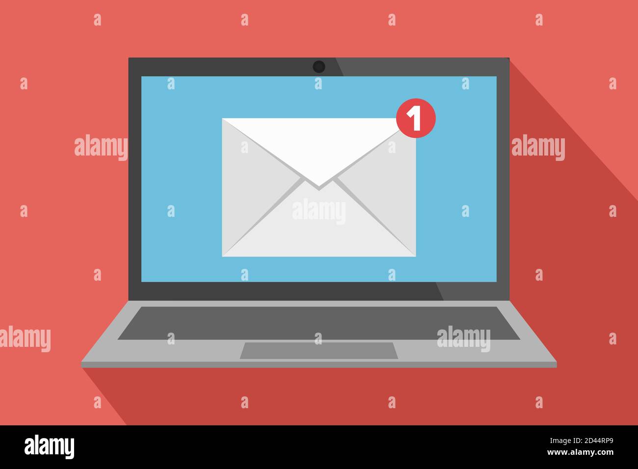 Email notification icon on laptop screen. Vector illustration Stock ...