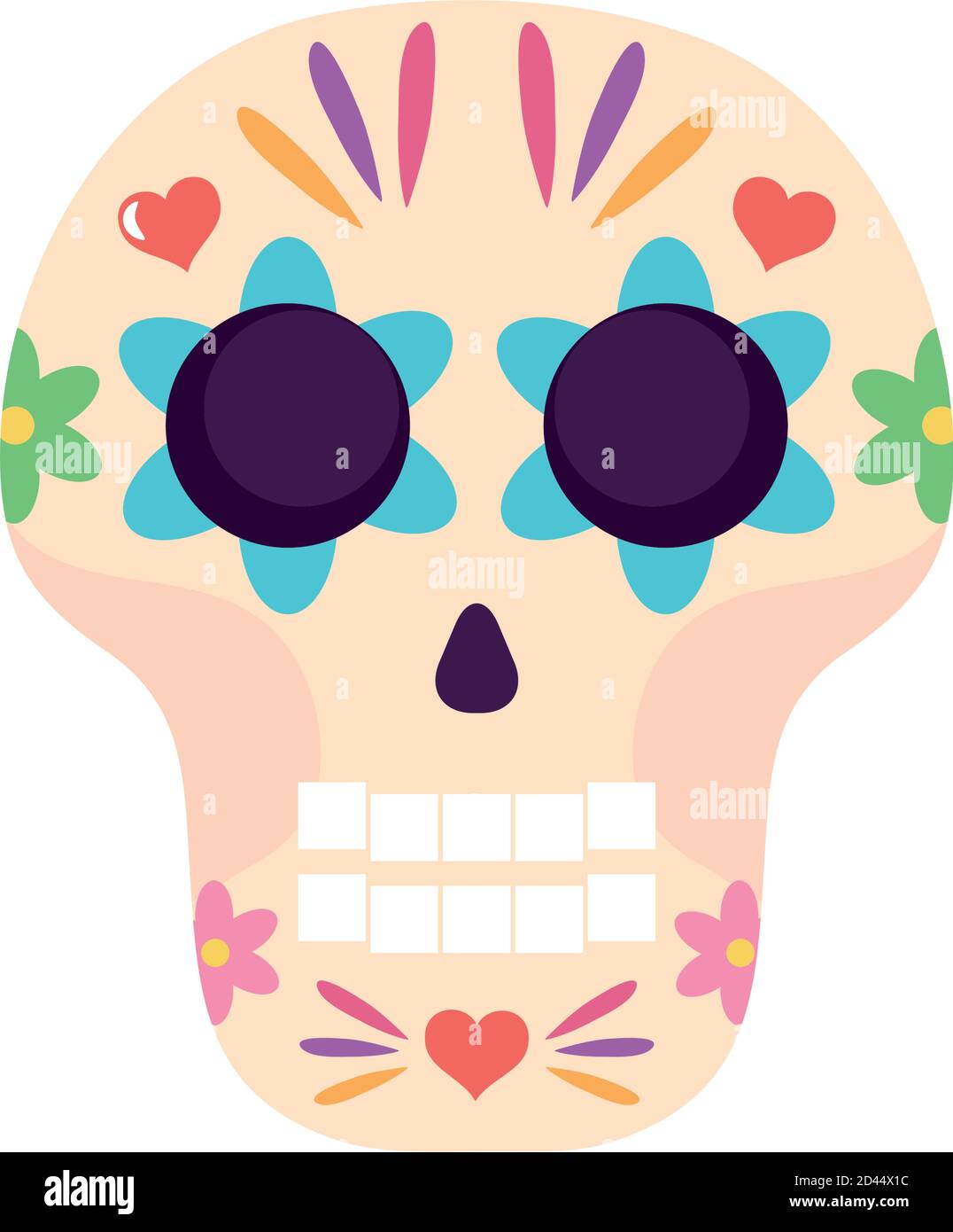 mexican sugar skull icon over white background, flat style, vector ...