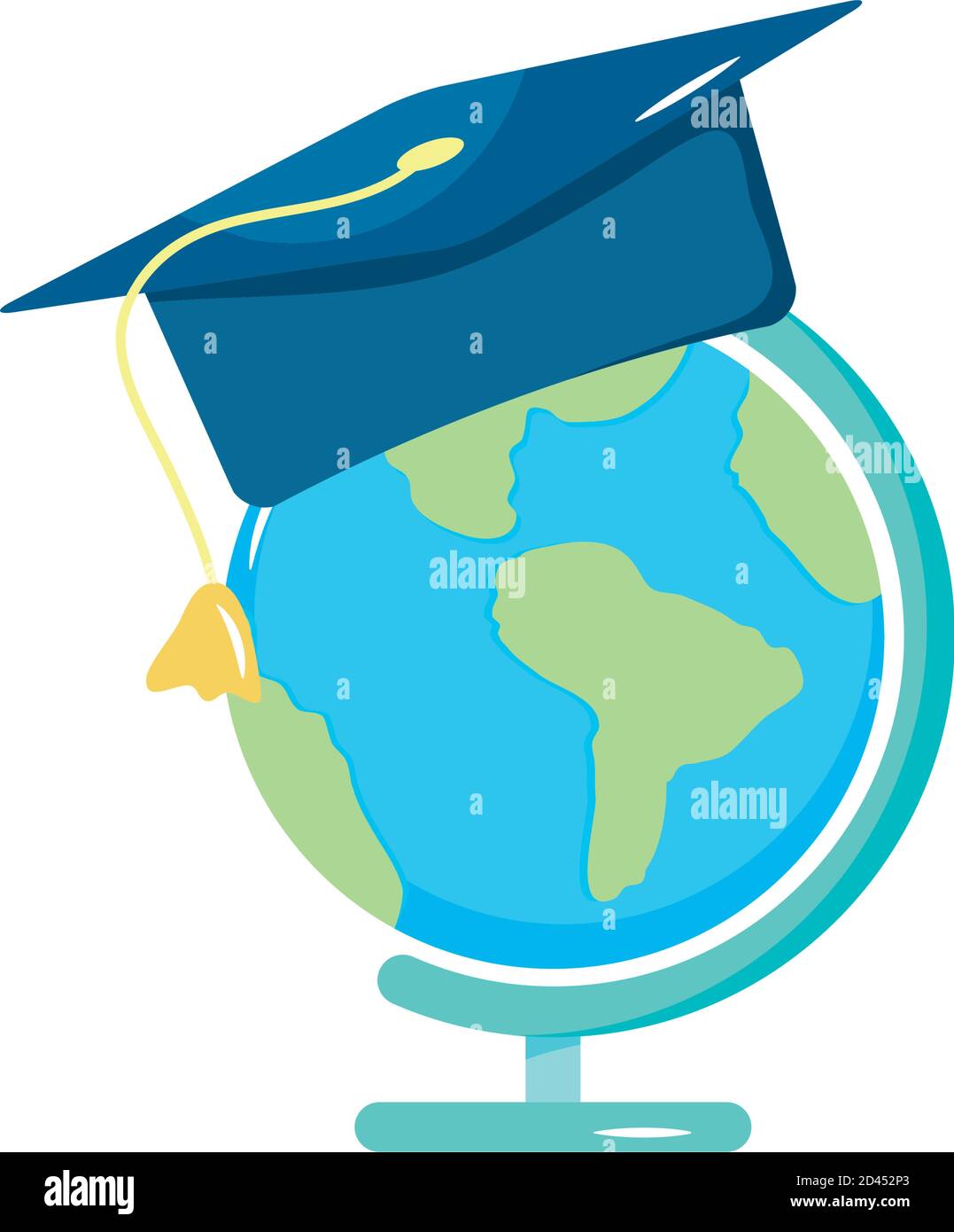 geography tool and graduation cap icon over white background, flat ...
