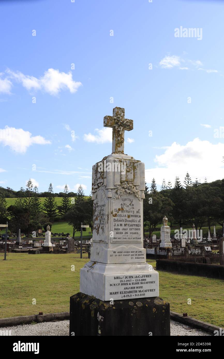 Vertical shot of old tomb in Kiama Cemetery in Kiama NSW Austral Stock ...