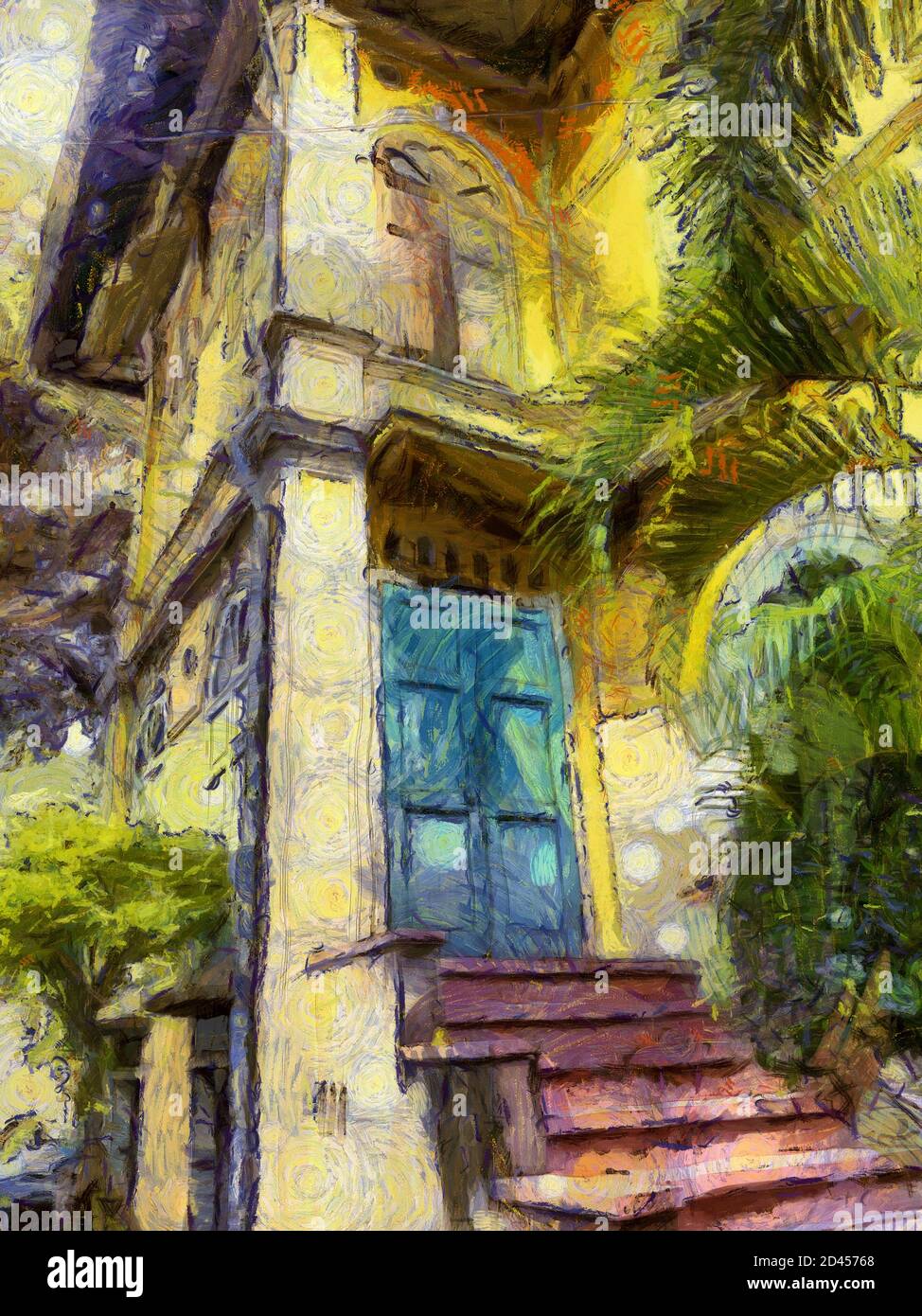 Ancient buildings in european architecture in bangkok Illustrations ...