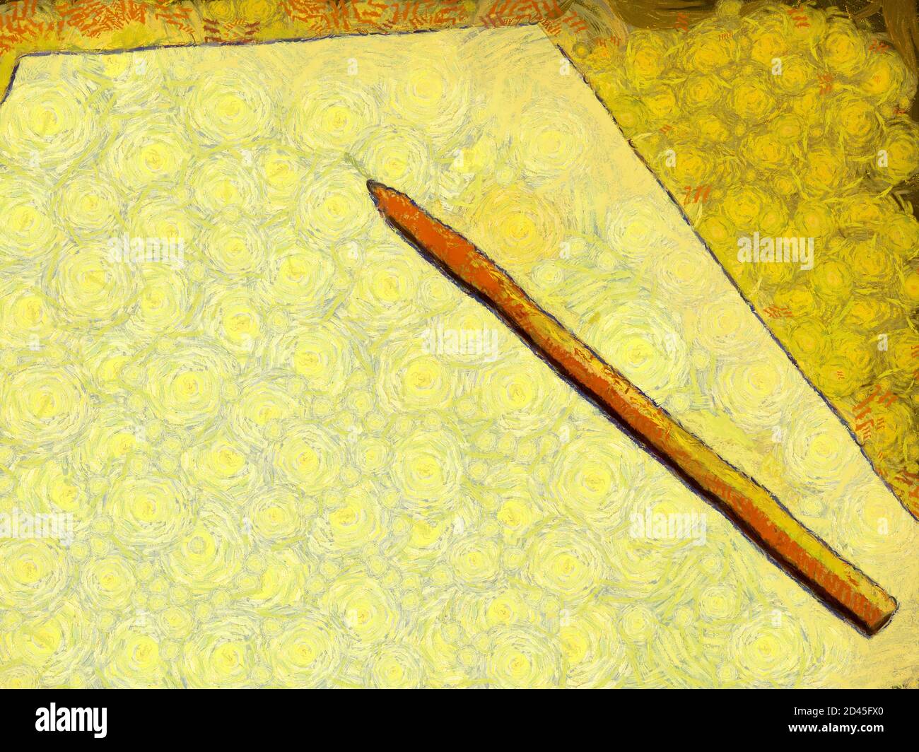 Paper and pencils on the table Illustrations creates an impressionist ...