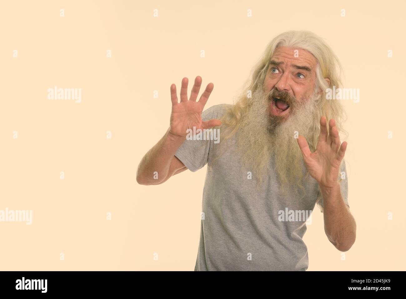 Scared hands up hi-res stock photography and images - Alamy