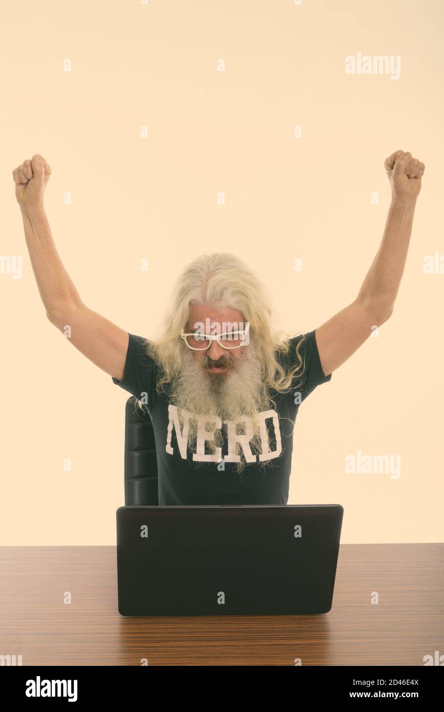 Person cheering with laptop hi-res stock photography and images - Alamy