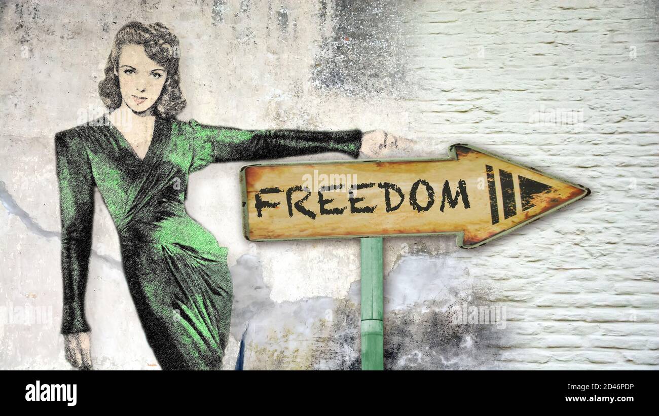 Street Sign the Direction Way to Freedom Stock Photo - Alamy
