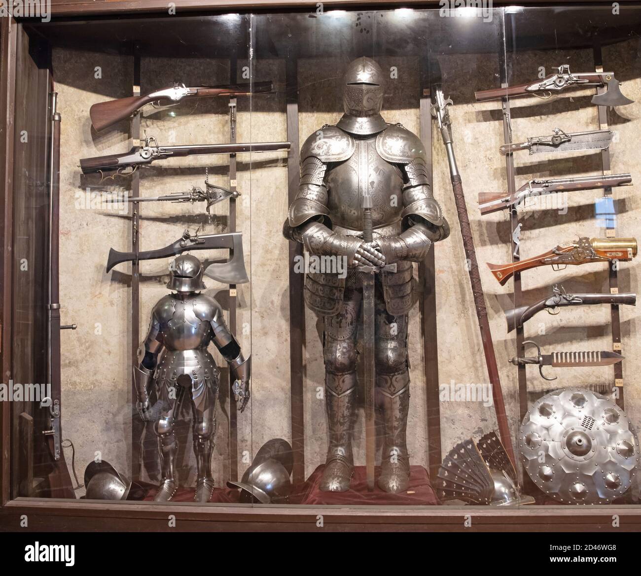 Medieval armor in the interior of the houses of Golden alley at Prague ...