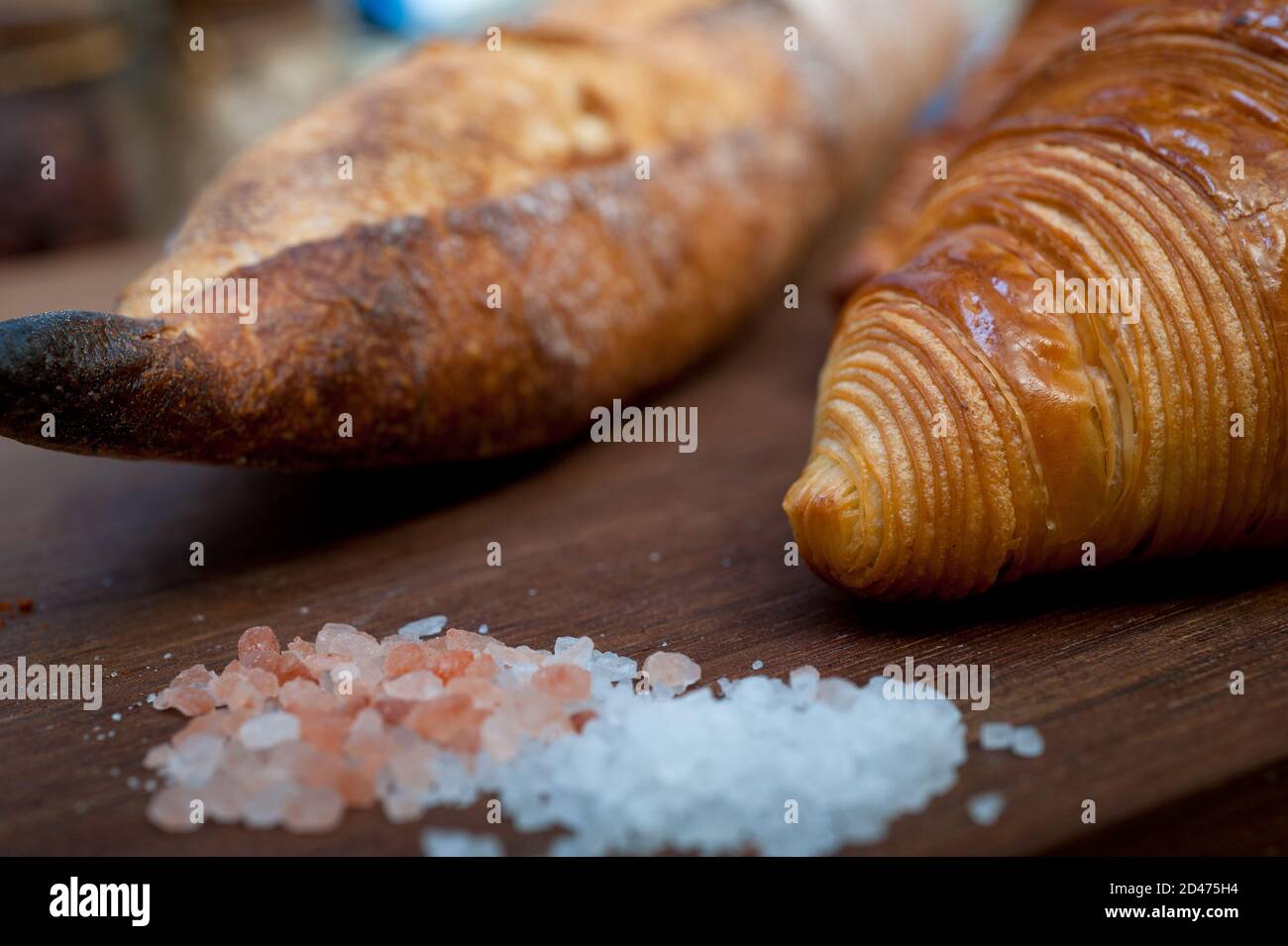 French fresh croissants and artisan baguette tradition Stock Photo - Alamy