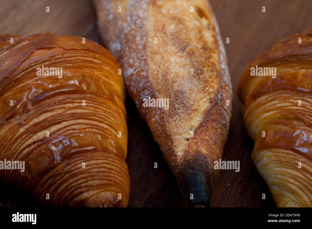 French fresh croissants and artisan baguette tradition Stock Photo - Alamy