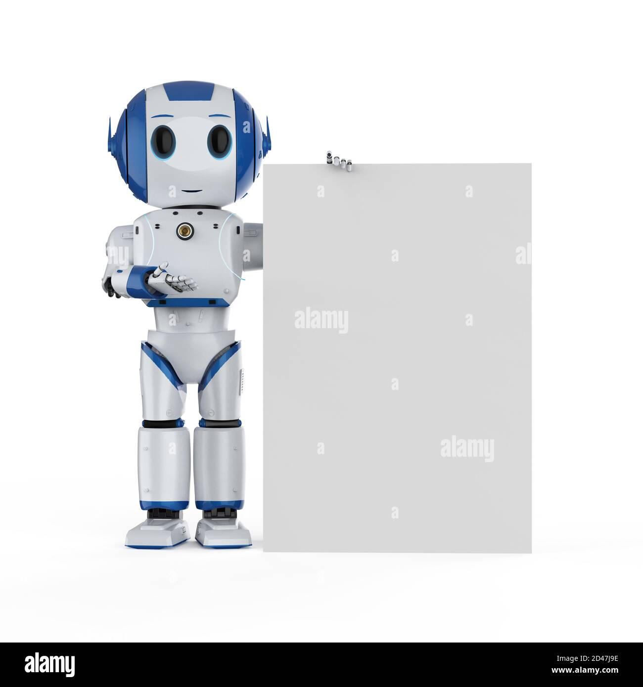 3d rendering robot holding blank white paper Stock Photo - Alamy