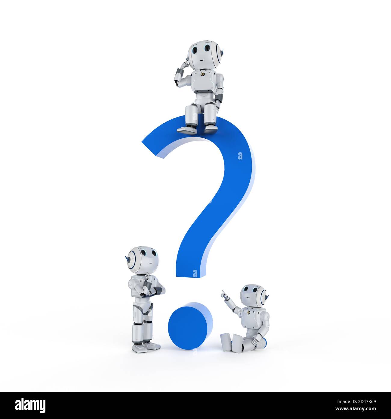 Automation customer support concept with 3d rendering humanoid robot with question mark Stock ...