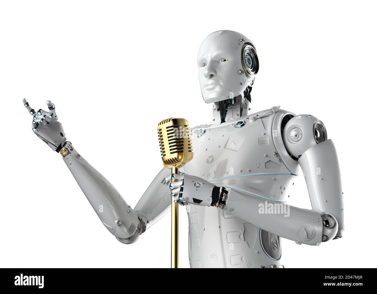 3d rendering robotic public speaker speaking with microphone Stock ...