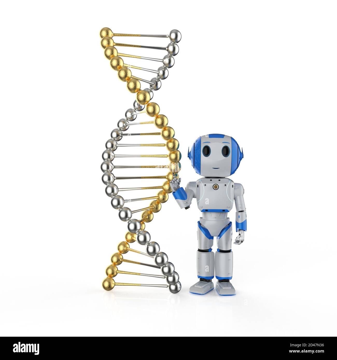 Medical technology concept with 3d rendering friendly robot and dna ...