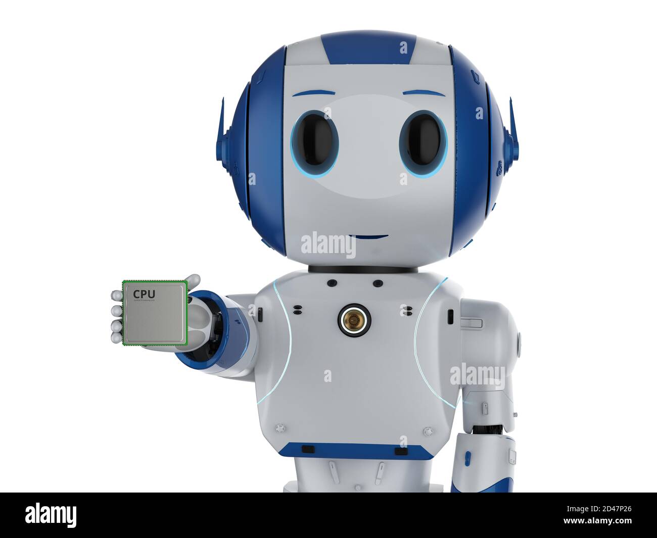 3d rendering mini robot with cpu chip isolated Stock Photo - Alamy