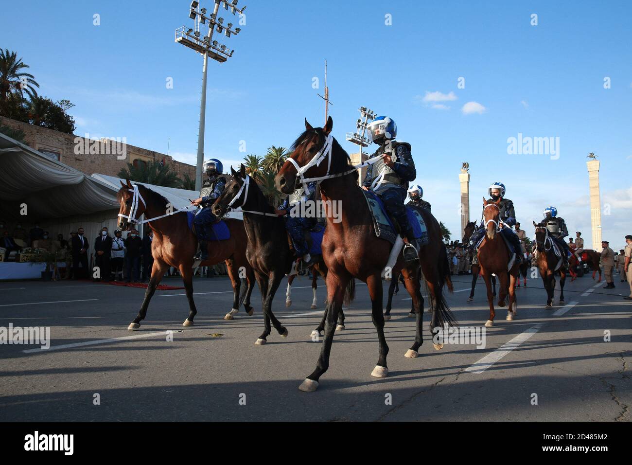 Tripoli, Libya. 8th Oct, 2020. Members of Libyan police participate in ...