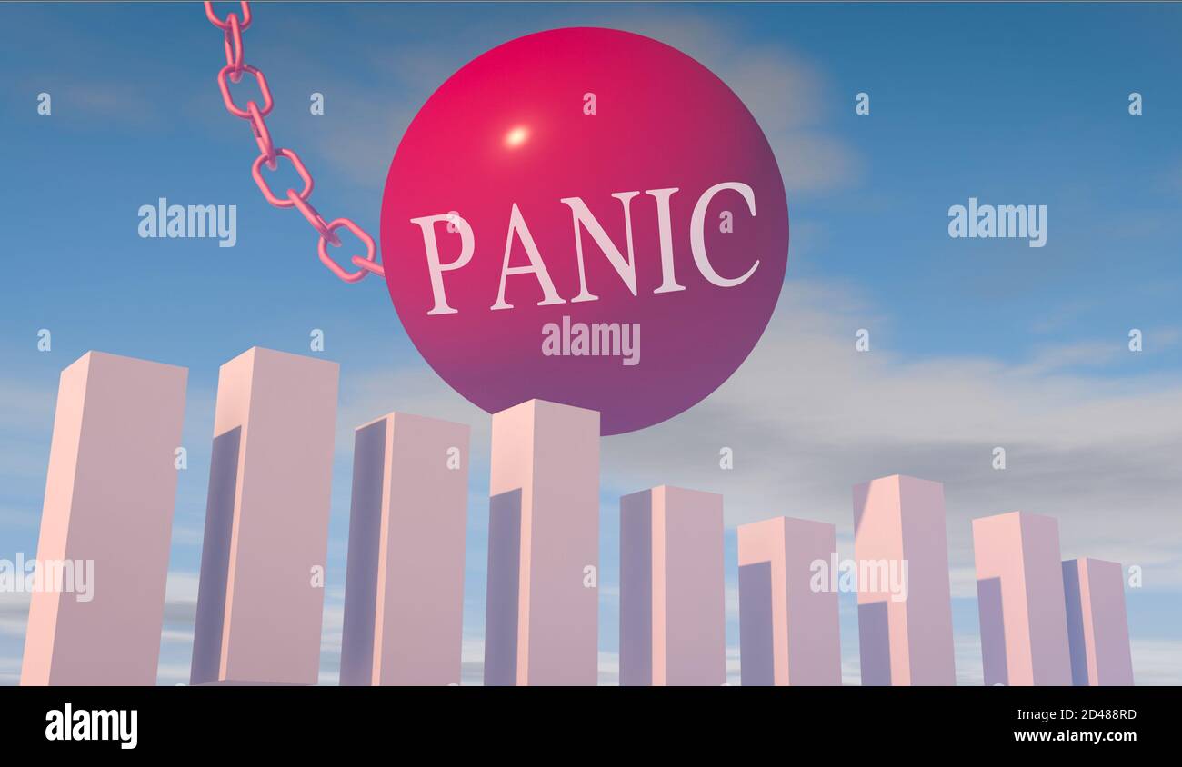 3D render illustration of financial stock market crash risk caused by ...