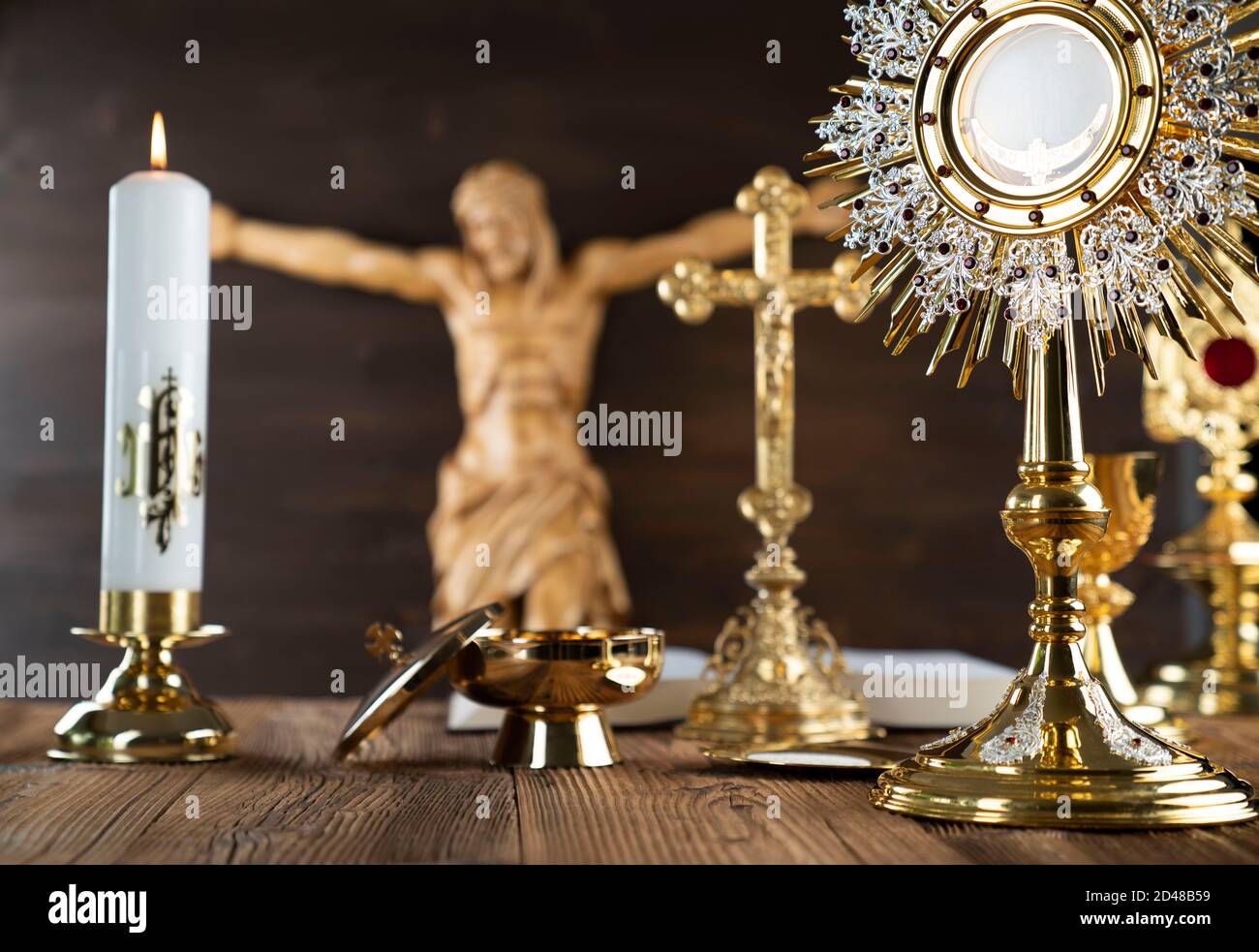 Catholic religion concept. Catholic symbols composition. The Cross ...