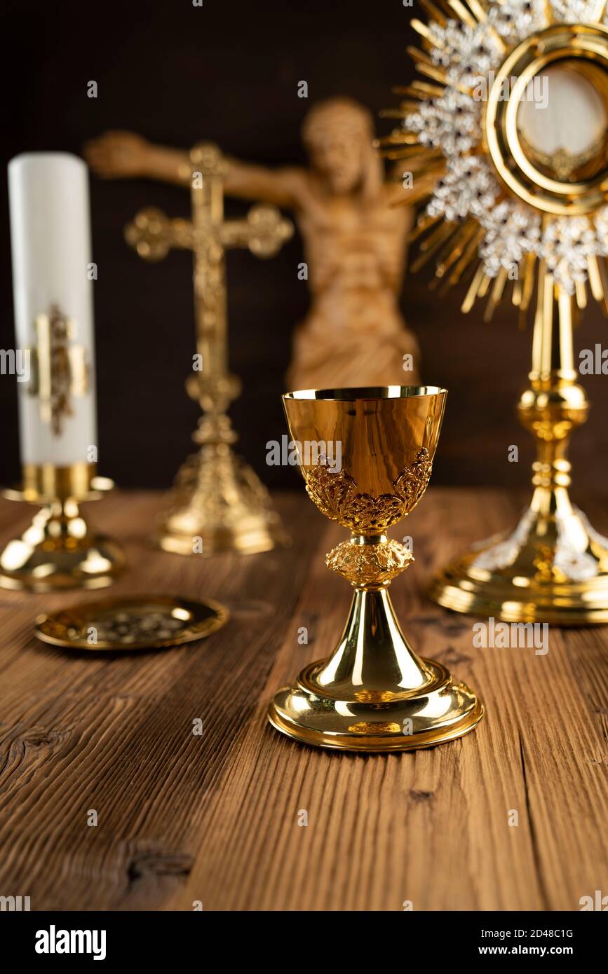 Catholic religion concept. Catholic symbols composition. The Cross ...