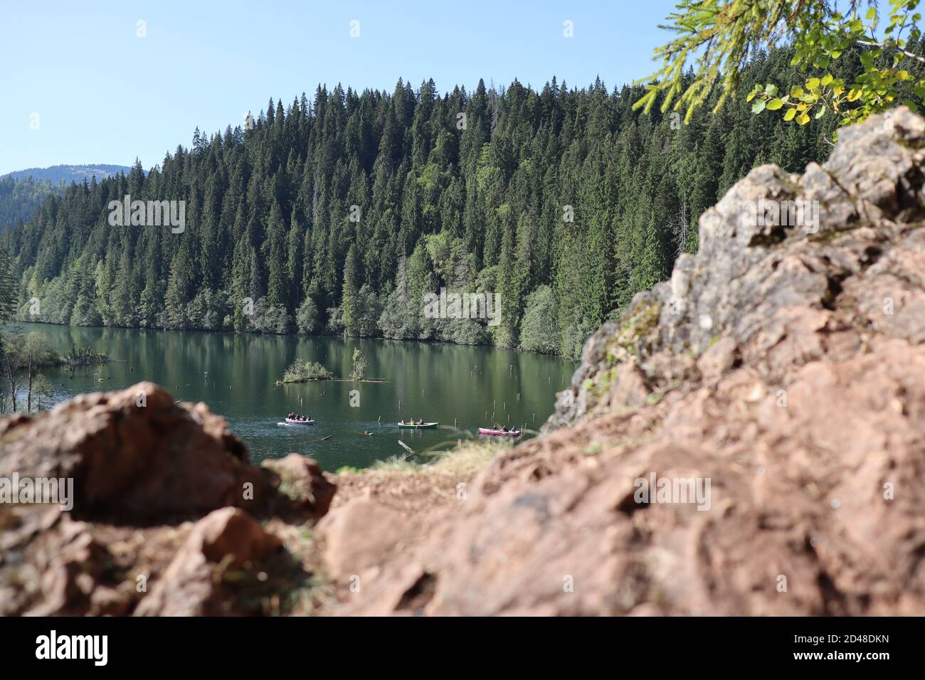 Red Lake Landscape, Carpathians Montains, Romania, Bicaz Area Stock ...