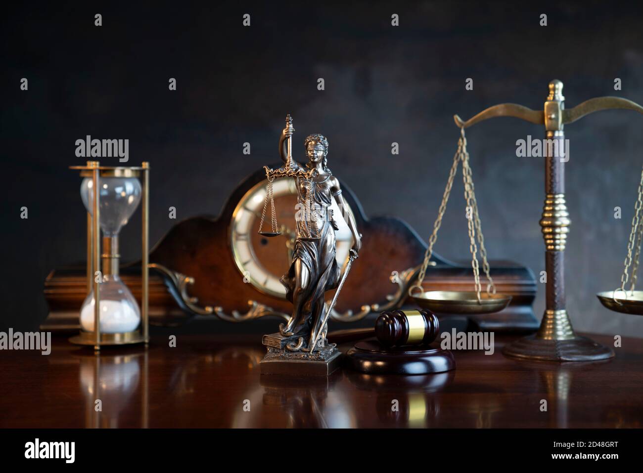 Lawyers office concept. Law symbols composition - gavel and Themis ...