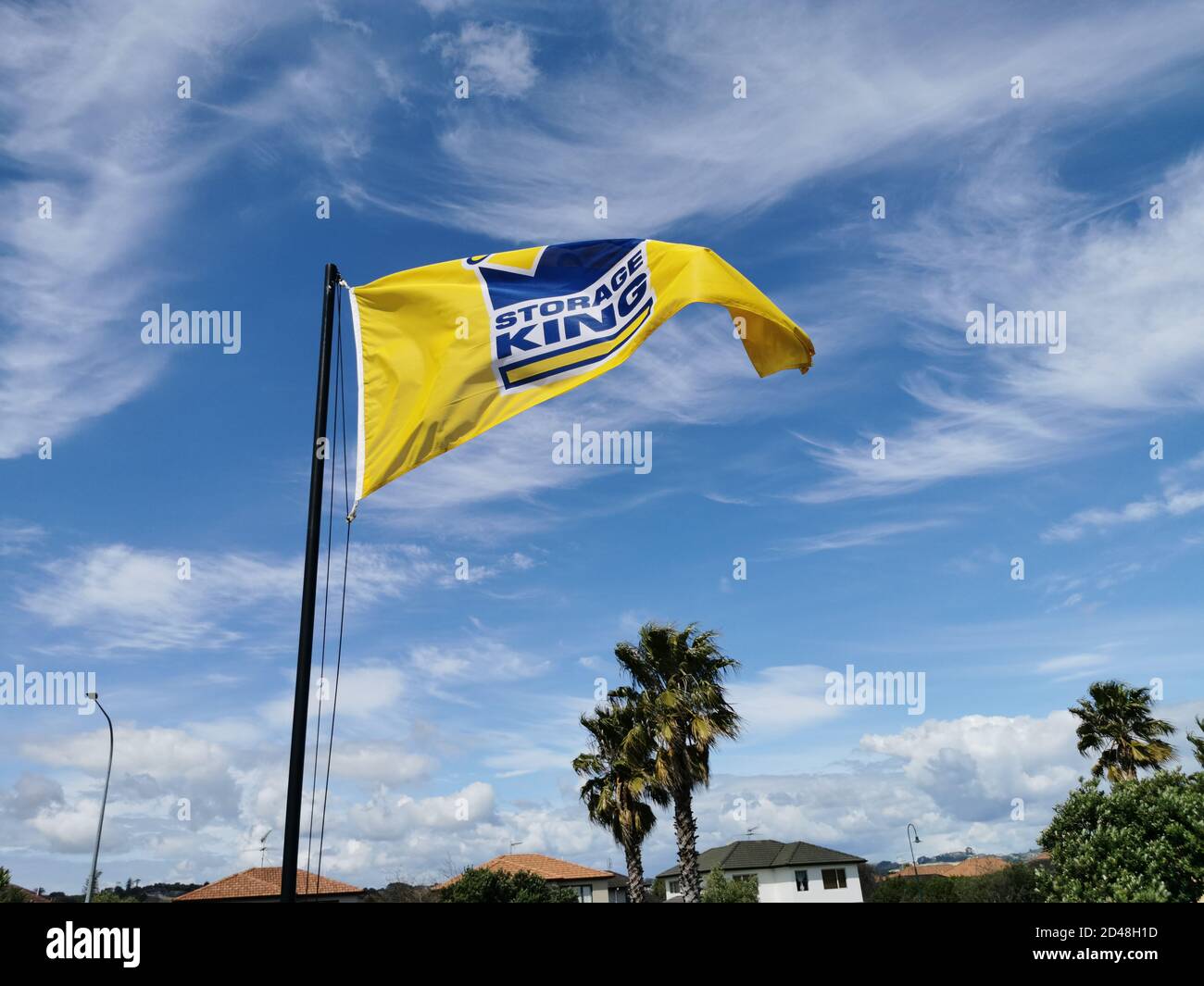 Auckland / New Zealand - October 2 2020: View of Storage King flag ...
