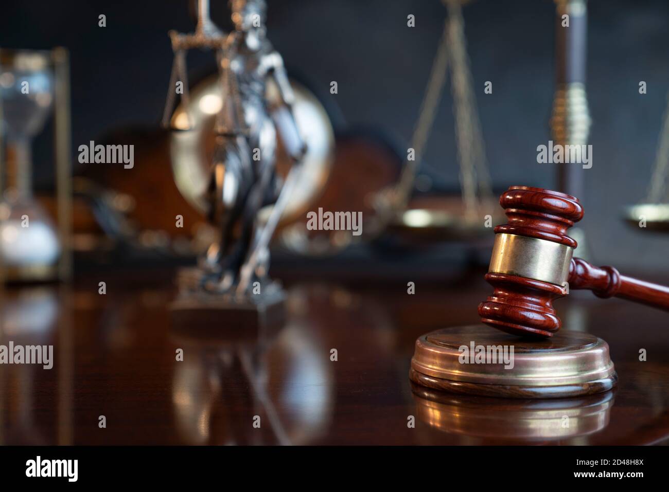 Lawyers office concept. Law symbols composition - gavel and Themis ...